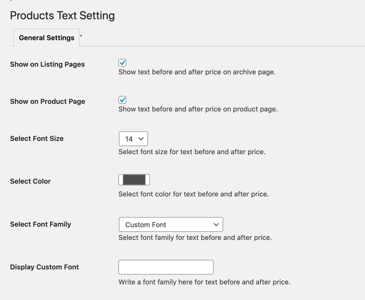 Docs - Price Text for WooCommerce