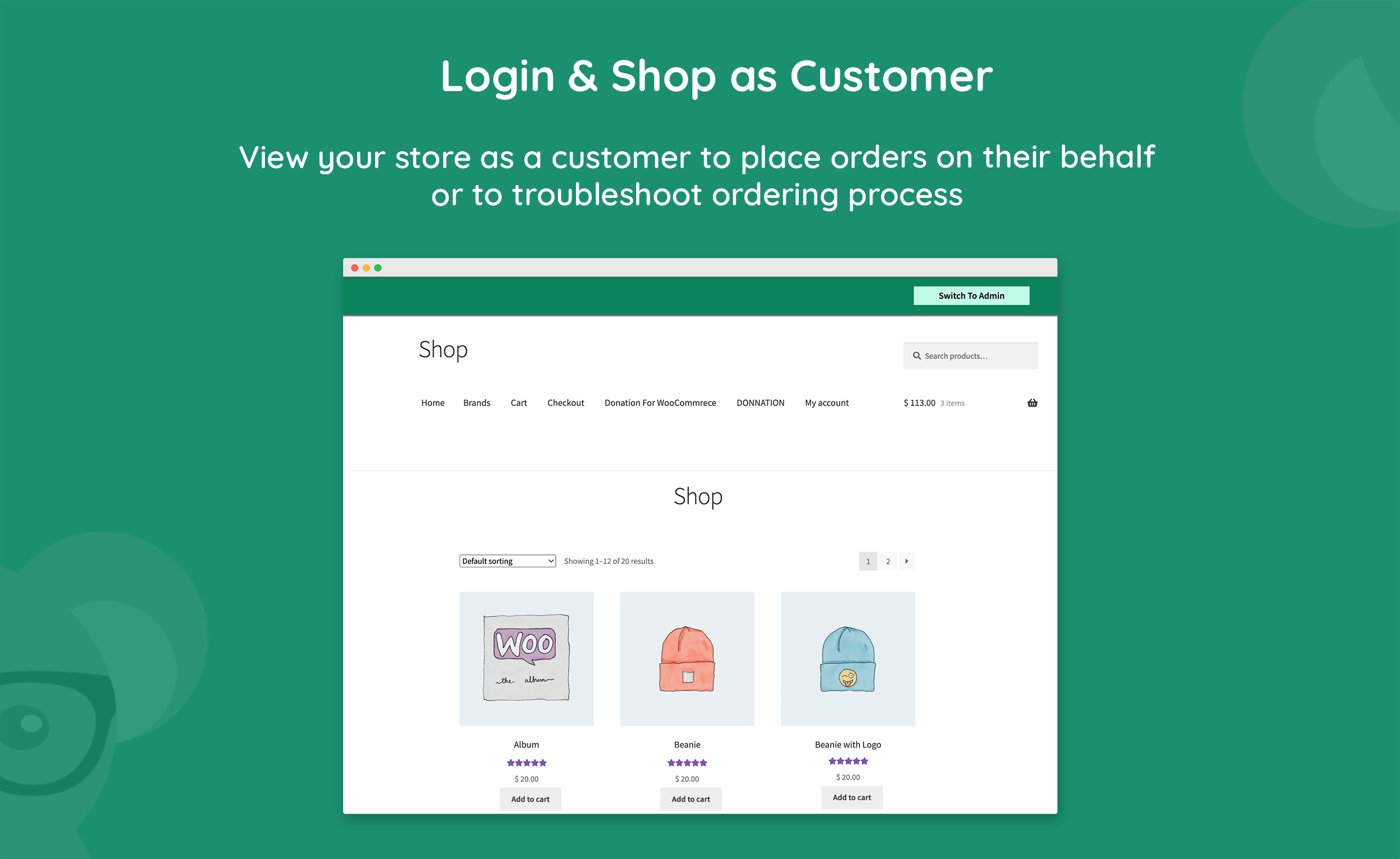 WooCommerce Login and Shop as Customer Plugin