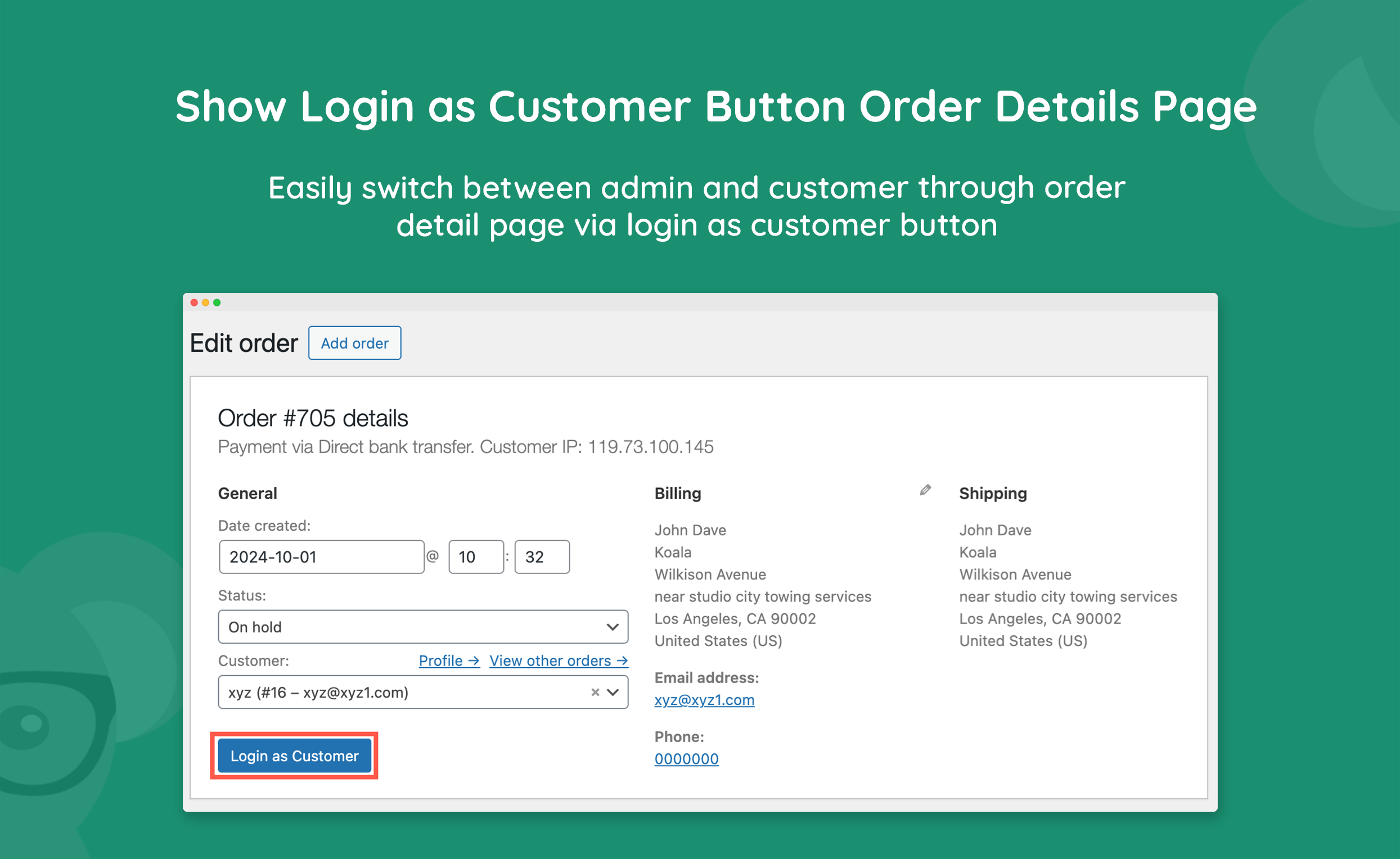 WooCommerce Login and Shop as Customer Plugin
