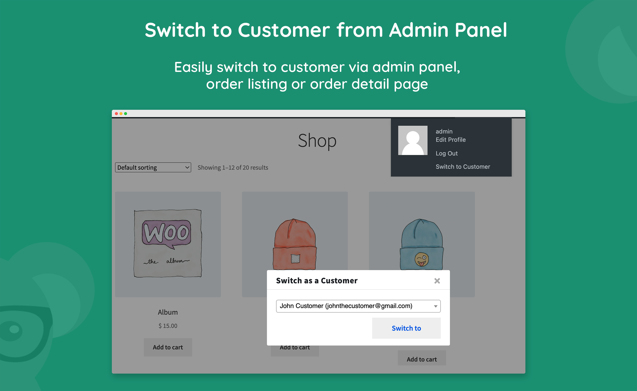 WooCommerce Login and Shop as Customer Plugin