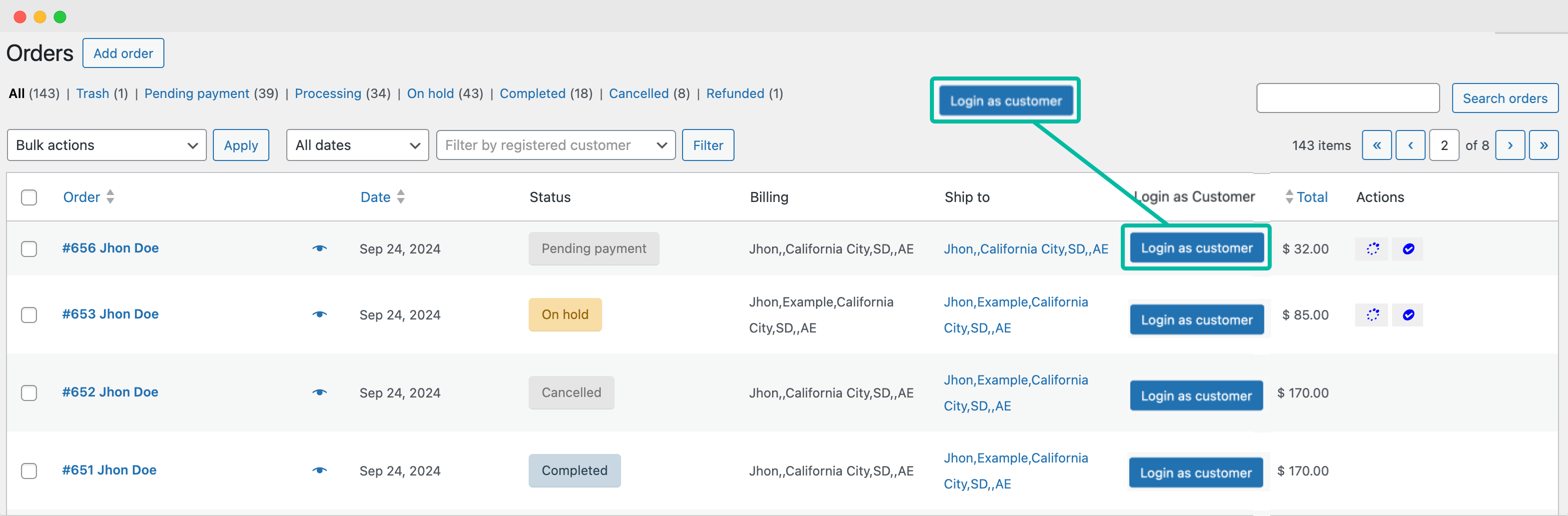 WooCommerce Login and Shop as Customer - Documentation