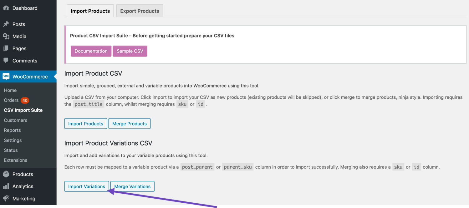 Importing Product Variations Documentation - WooCommerce