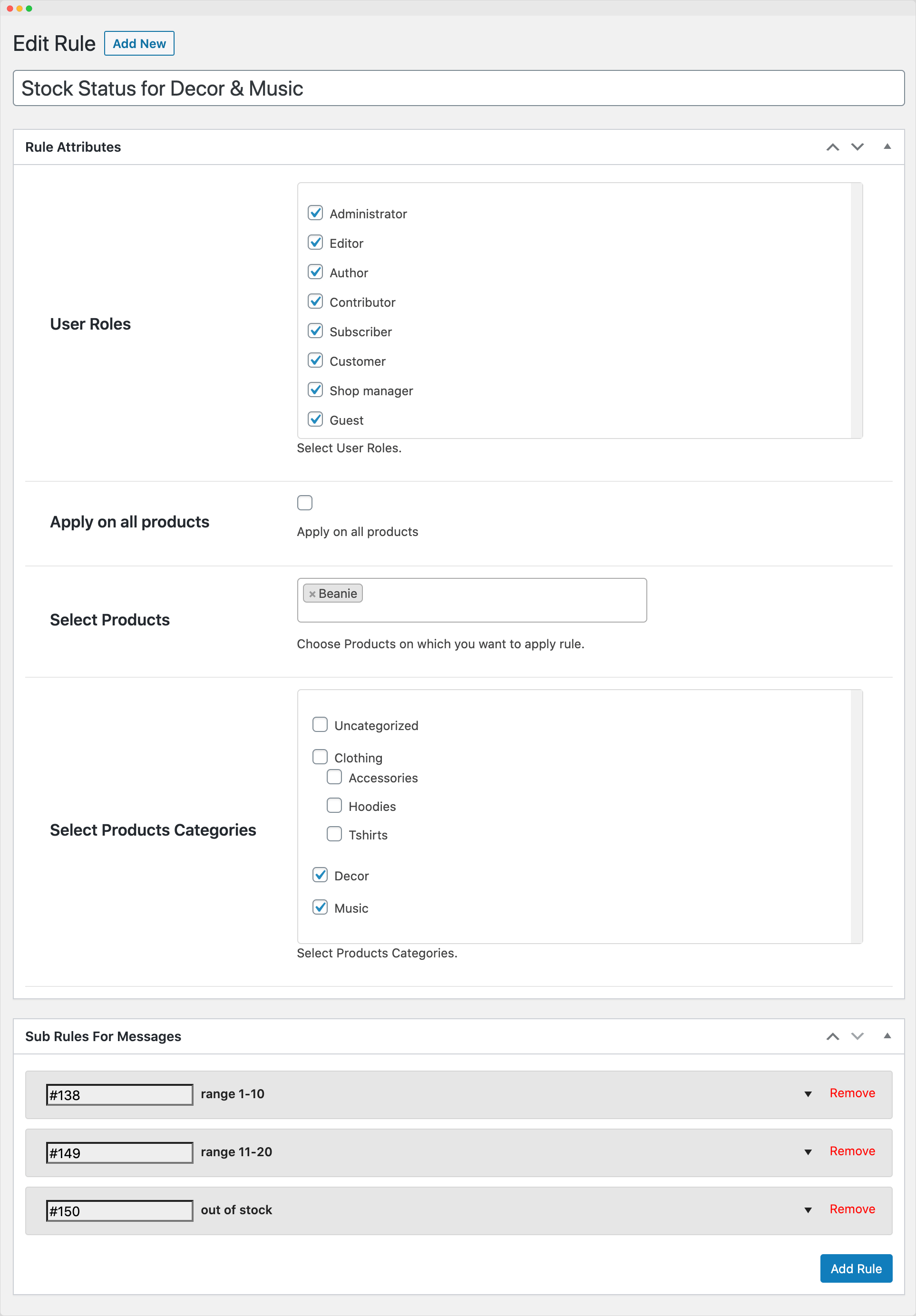 Woocommerce Custom Stock Status Add Quantity Based Statuses