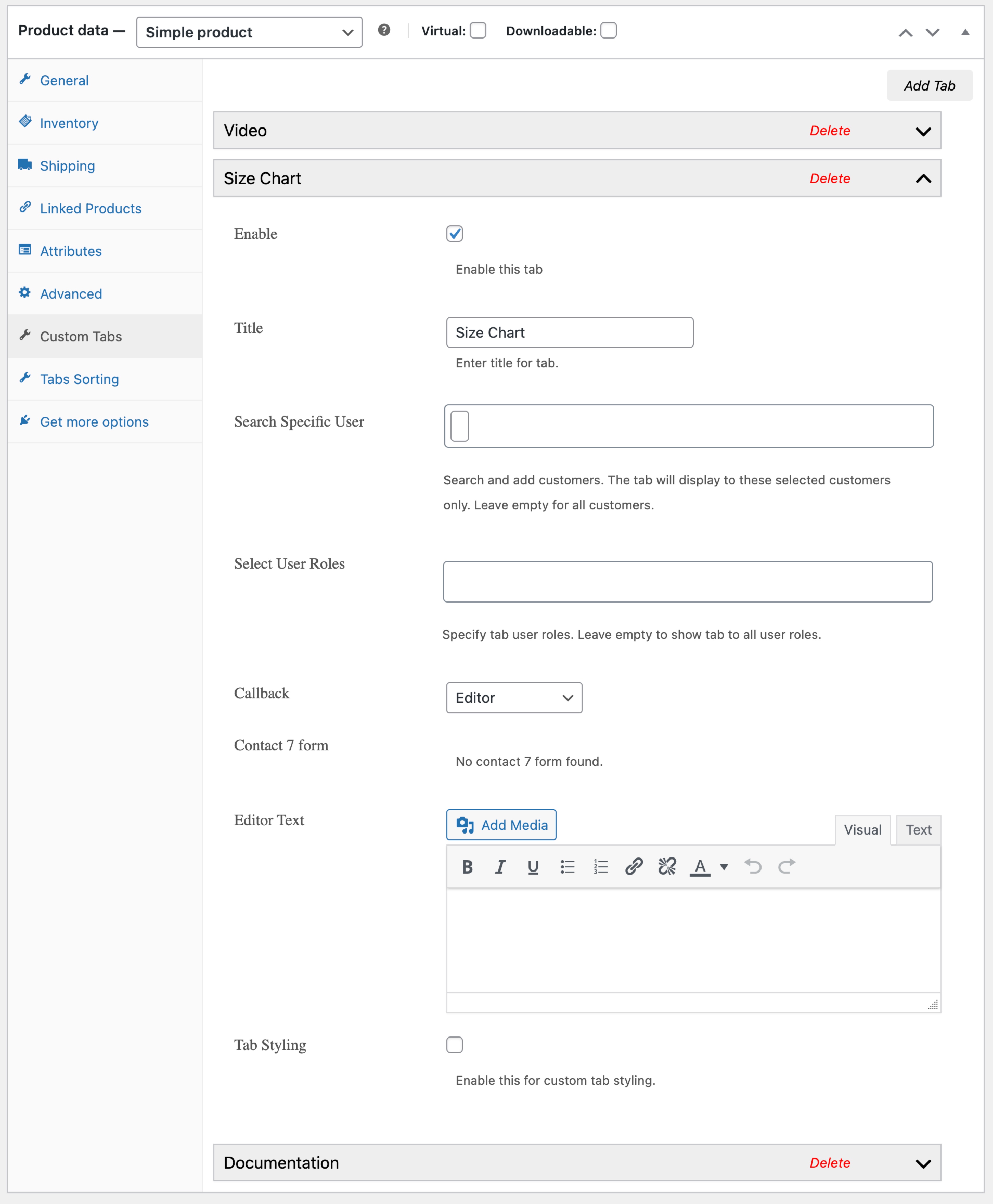 Custom Product Tabs Manager Documentation - WooCommerce