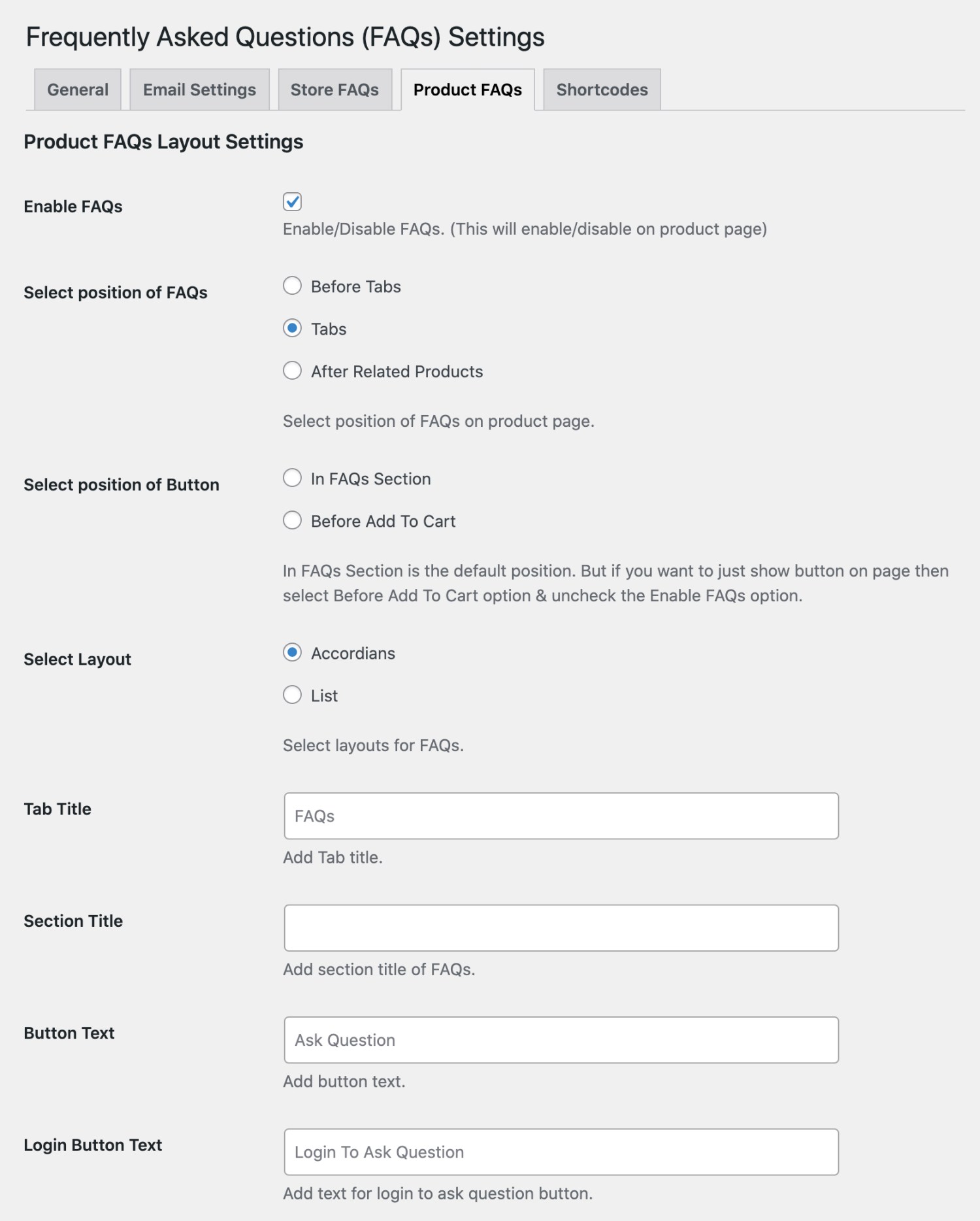 FAQs Manager for WooCommerce Documentation - WooCommerce