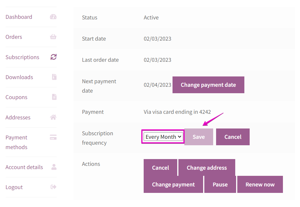 Self Service Dashboard For Woocommerce Subscriptions Documentation