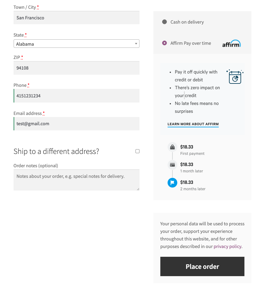 Affirm Payments Documentation - WooCommerce