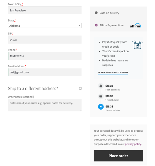 Affirm Payments Documentation - WooCommerce
