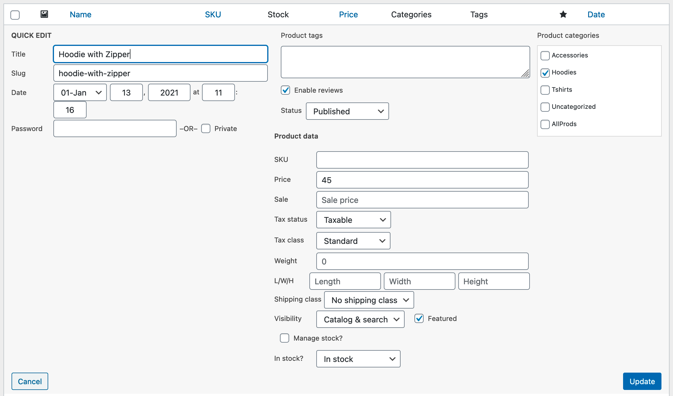 Bulk Editing Products Documentation - WooCommerce