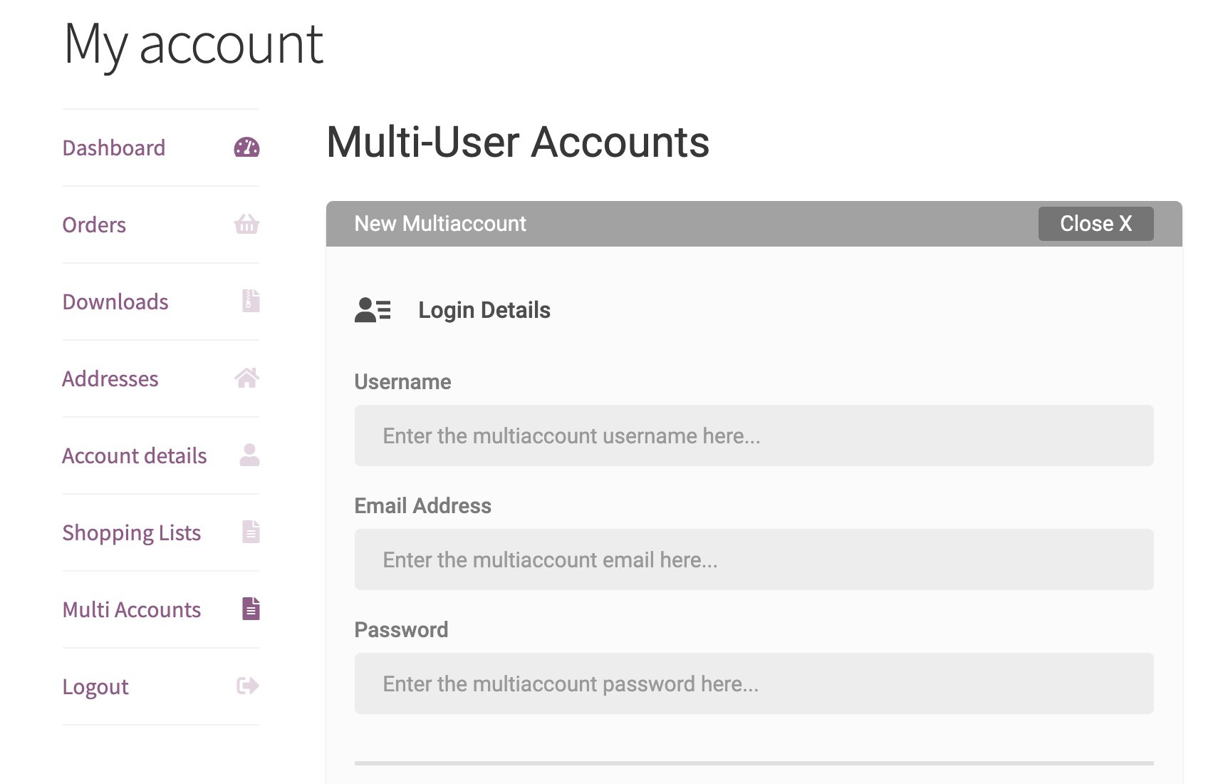 Subaccounts & Multi-User Accounts - WooCommerce Marketplace