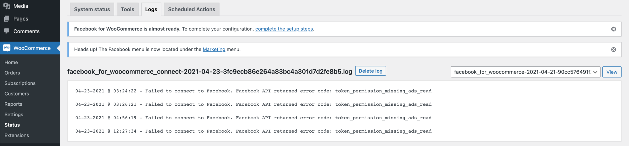 Troubleshooting "Something went wrong when connecting to Facebook ...