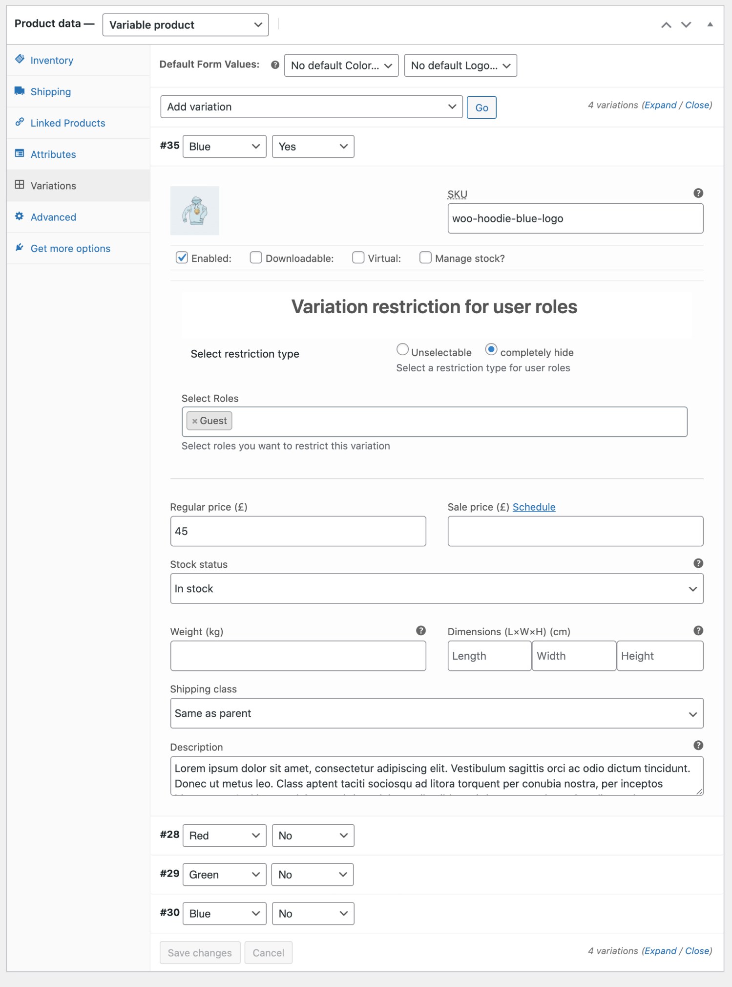Hide Variations by User Roles Documentation - WooCommerce