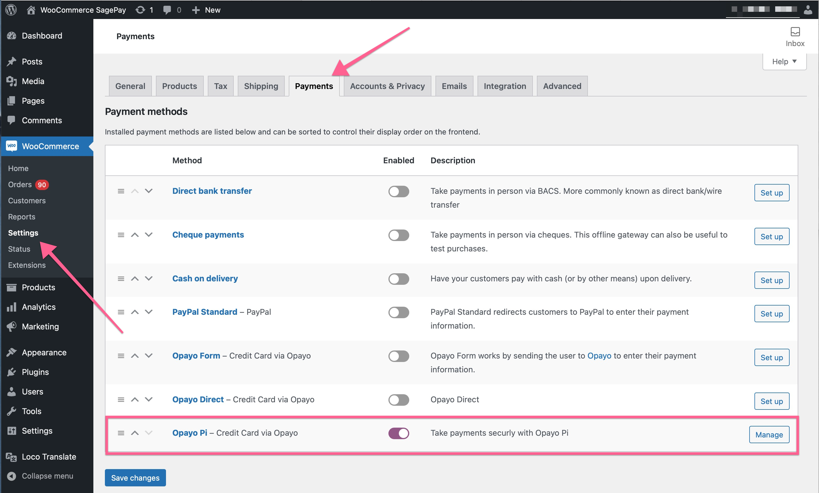 Opayo Pi setup guide Documentation - WooCommerce