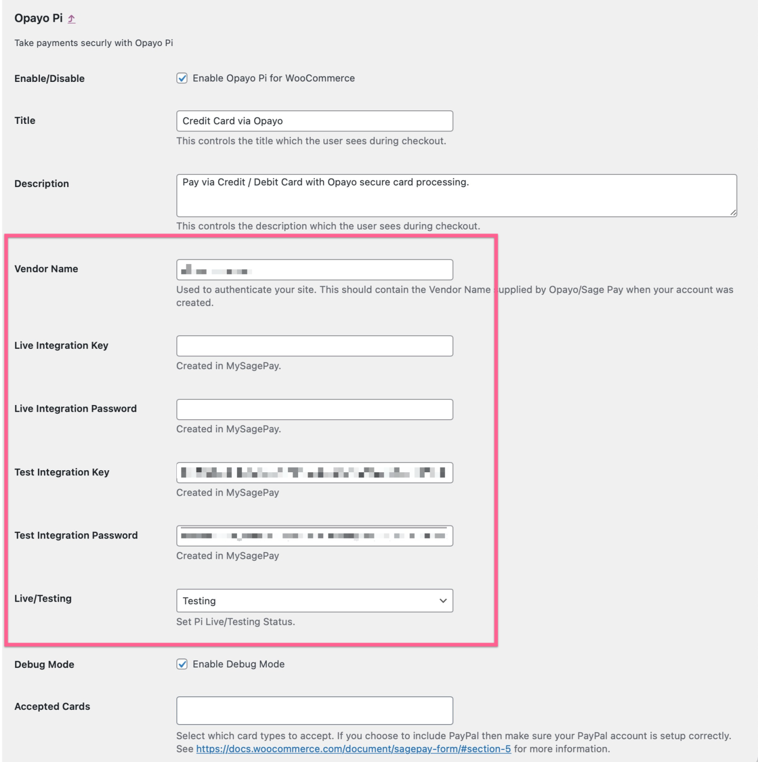 Opayo Pi setup guide Documentation - WooCommerce
