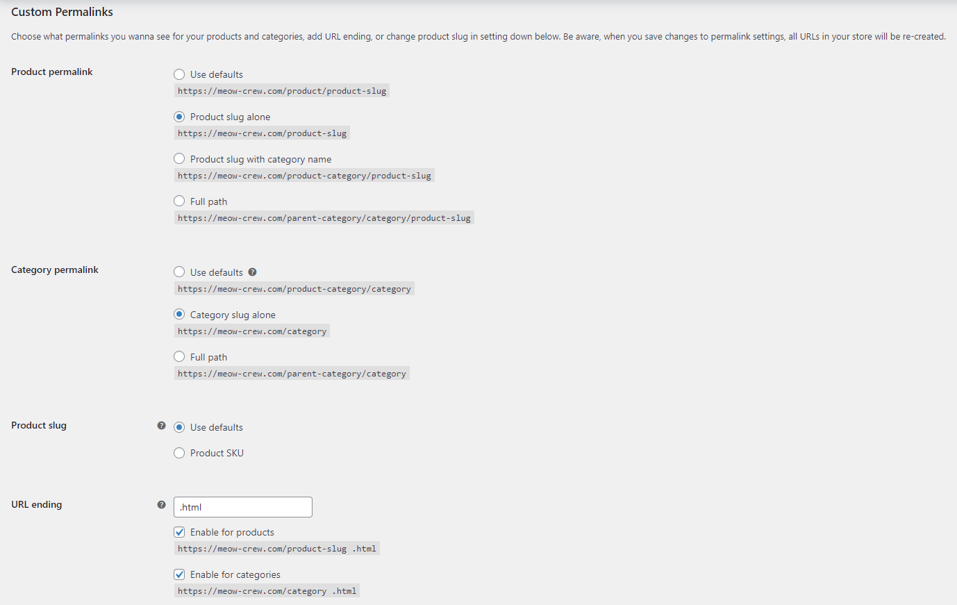 Custom Permalinks for WooCommerce Documentation - WooCommerce