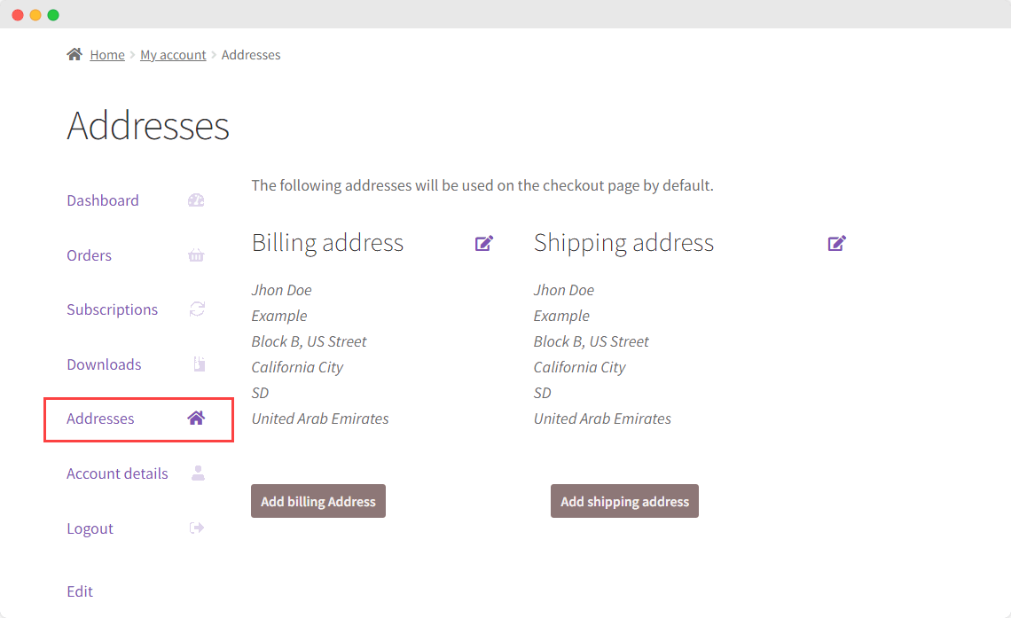 Multiple Customer Addresses and Shipping Documentation - WooCommerce