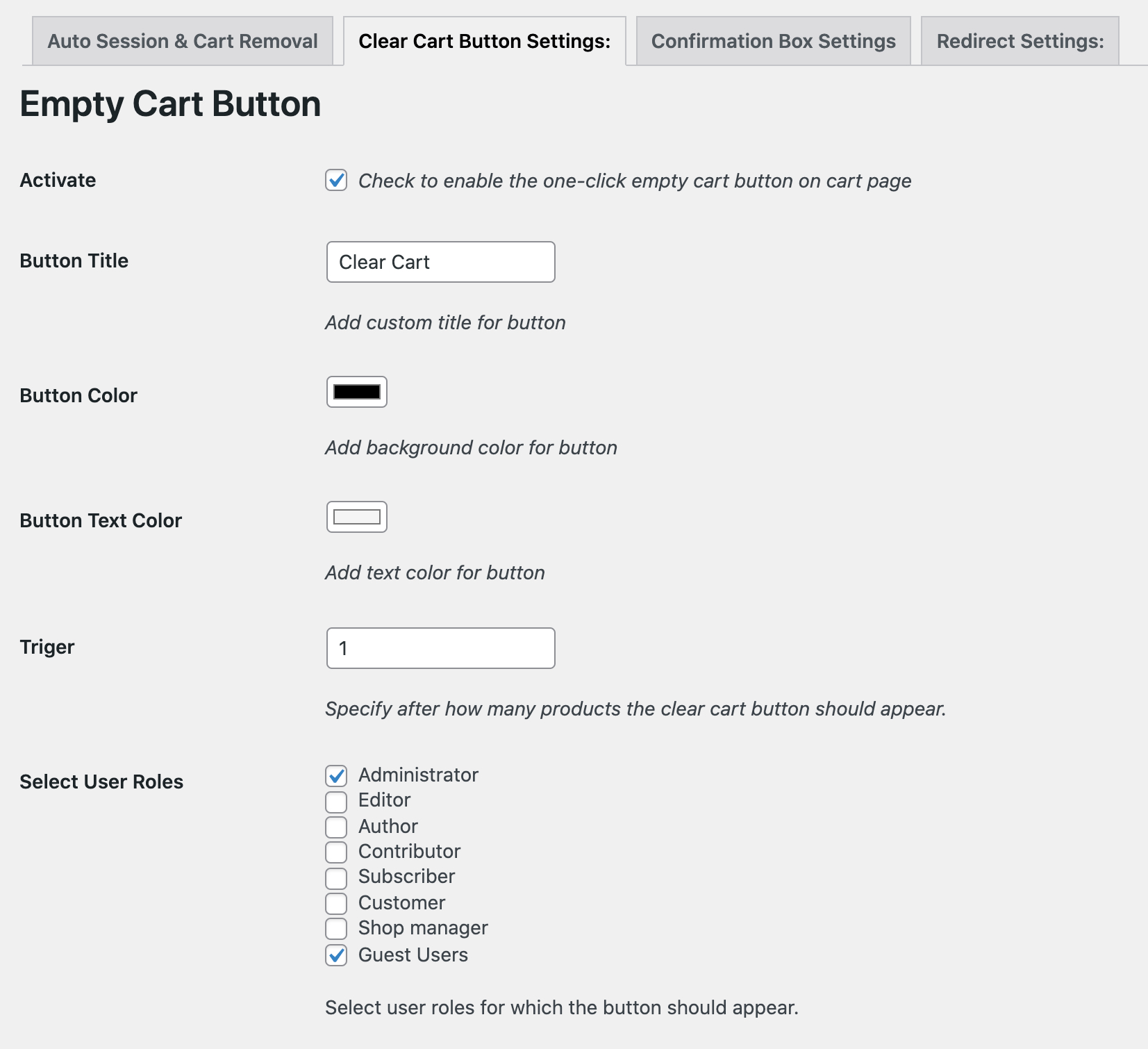 One-Click Clear Cart Documentation - WooCommerce