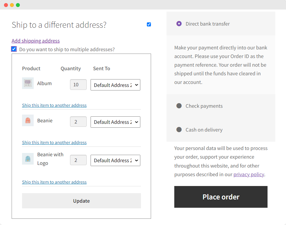 Multiple Customer Addresses and Shipping Documentation - WooCommerce