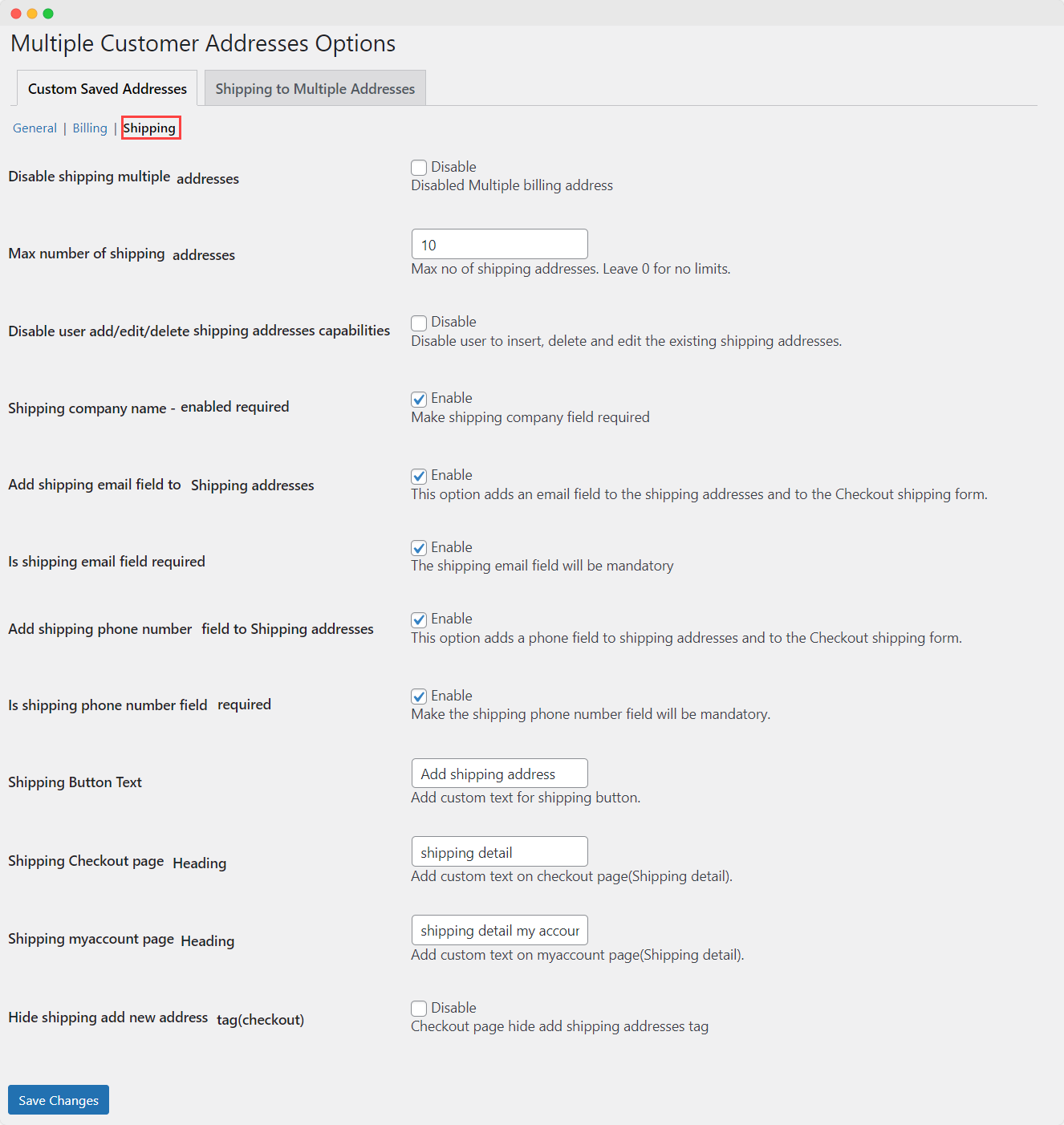 Multiple Customer Addresses and Shipping Documentation - WooCommerce