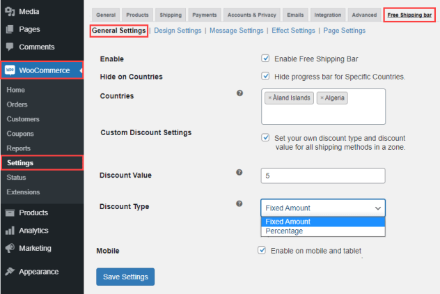 WooCommerce Free Shipping Over Amount & Shipping Bar Plugin