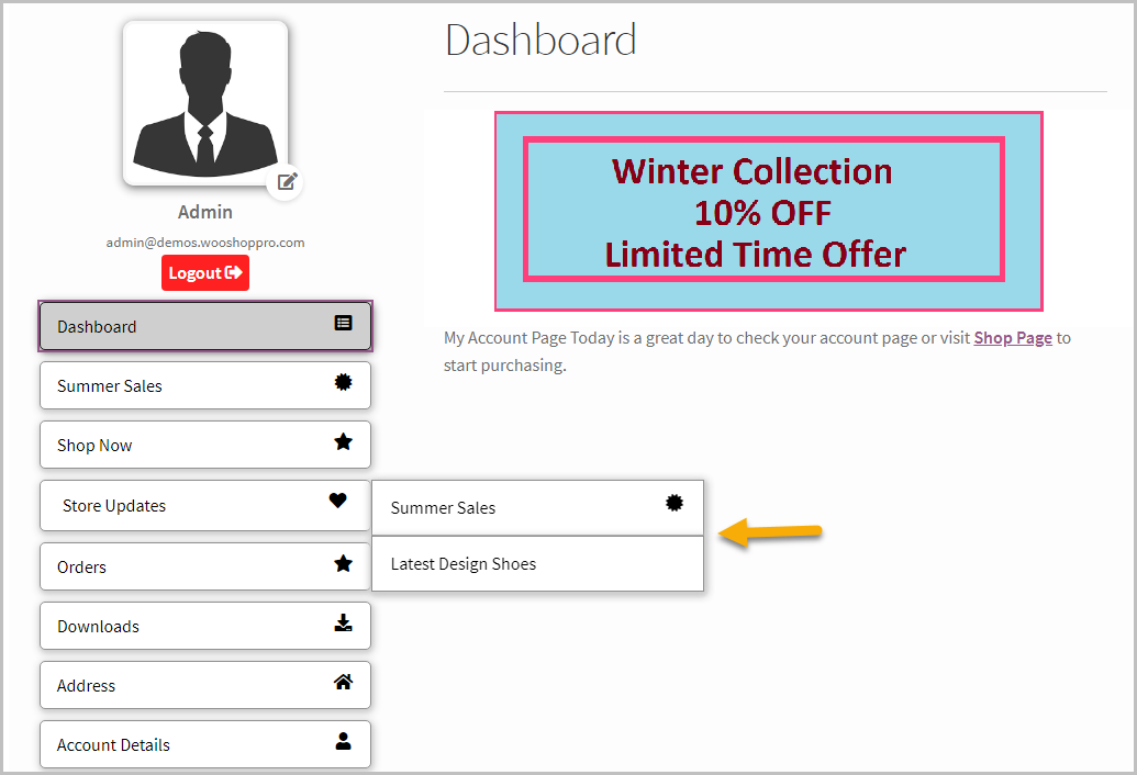 WooCommerce Customize User Dashboard Tabs Plugin