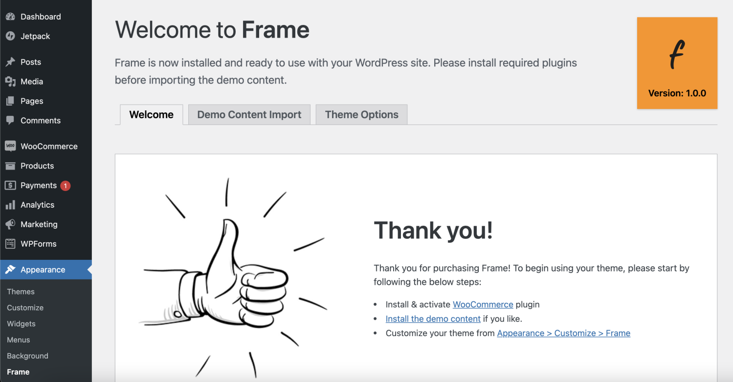 Frame Documentation - WooCommerce