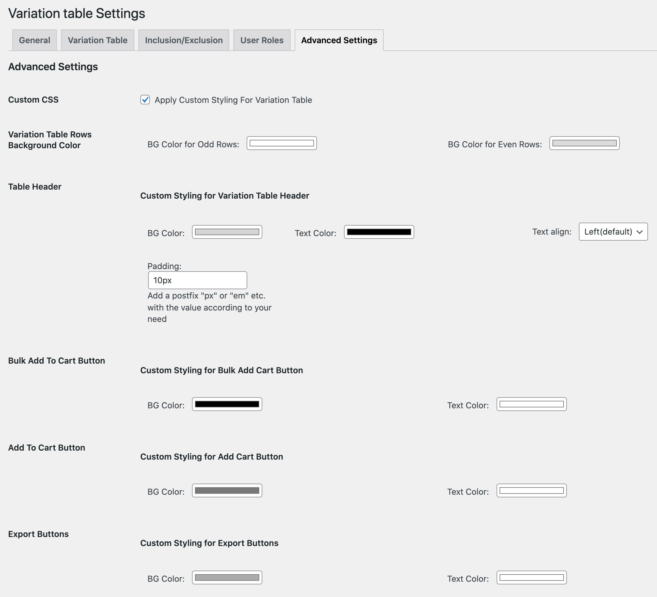 Product Variations Table Listing Woocommerce Marketplace