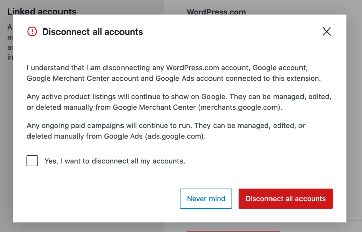 Disconnect Google for WooCommerce Documentation - WooCommerce