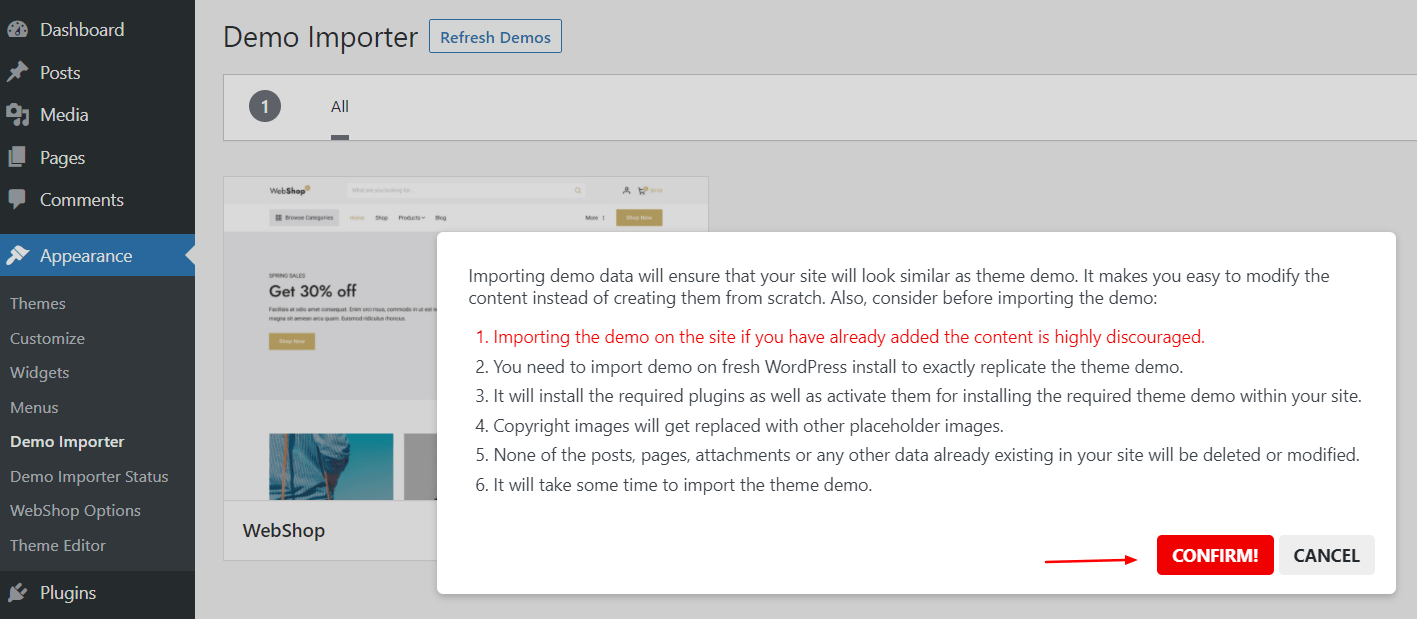 WebShop Documentation - Modern Premium WooCommerce theme