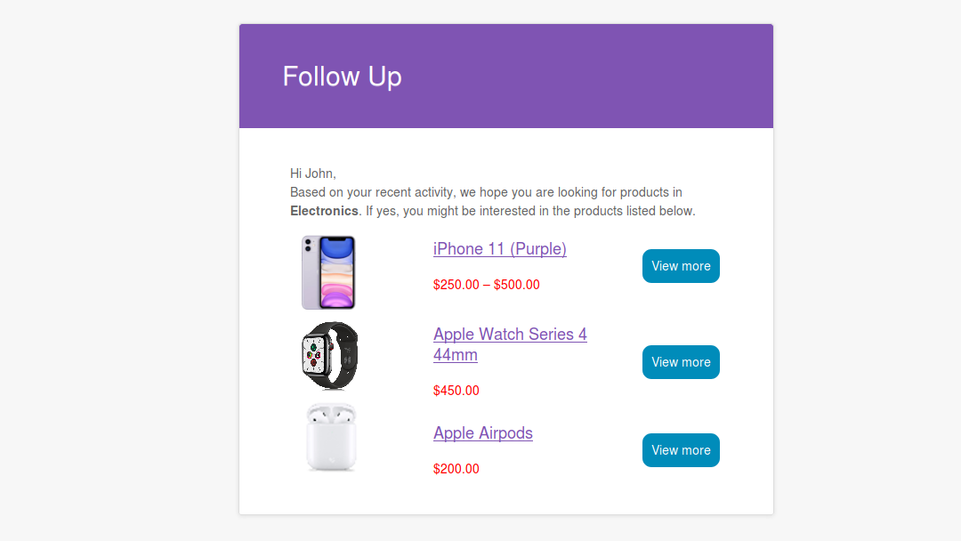 Recently Viewed Products For Woocommerce Send Follow Up Emails To