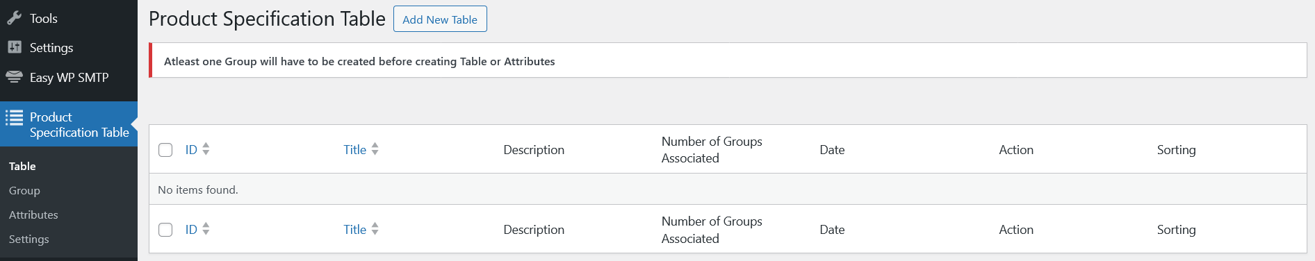 Product Specification Table for WooCommerce Documentation - WooCommerce