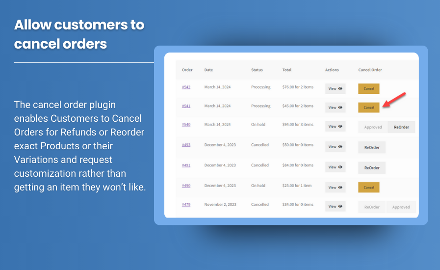 WooCommerce Cancel Order Plugin