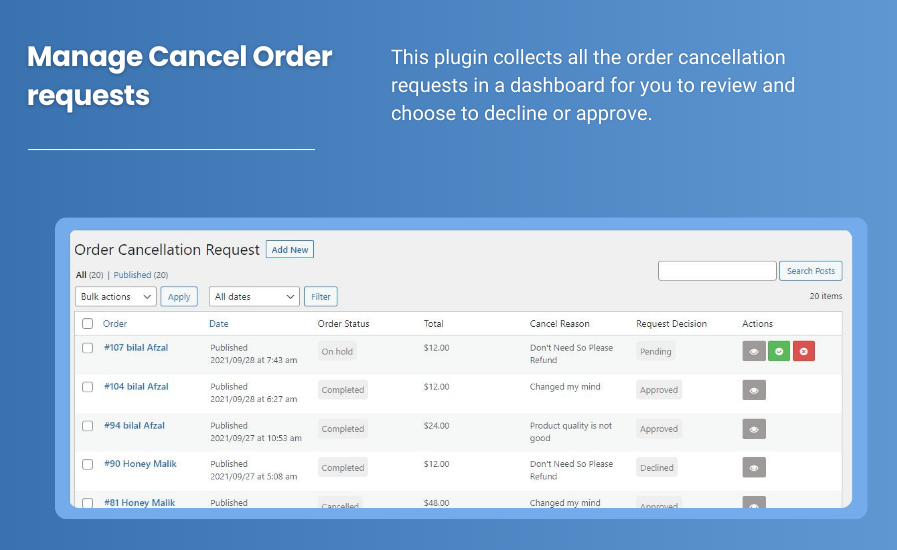 WooCommerce Cancel Order Plugin