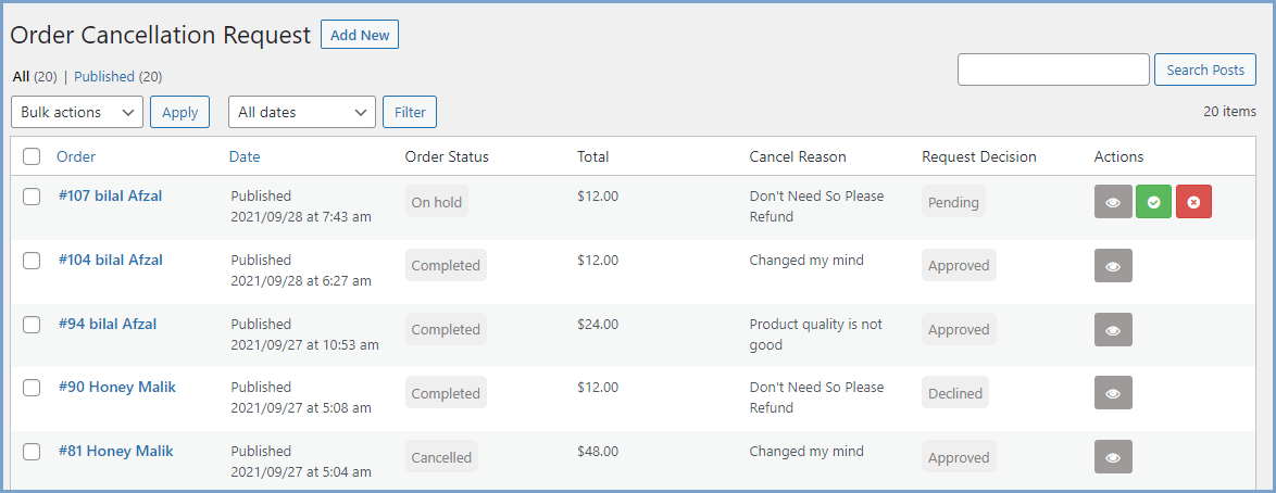 WooCommerce Order Cancel for Customers Plugin