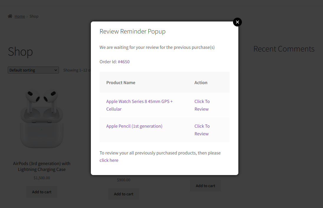Review Reminder for WooCommerce – Remind Users to Review their Purchases