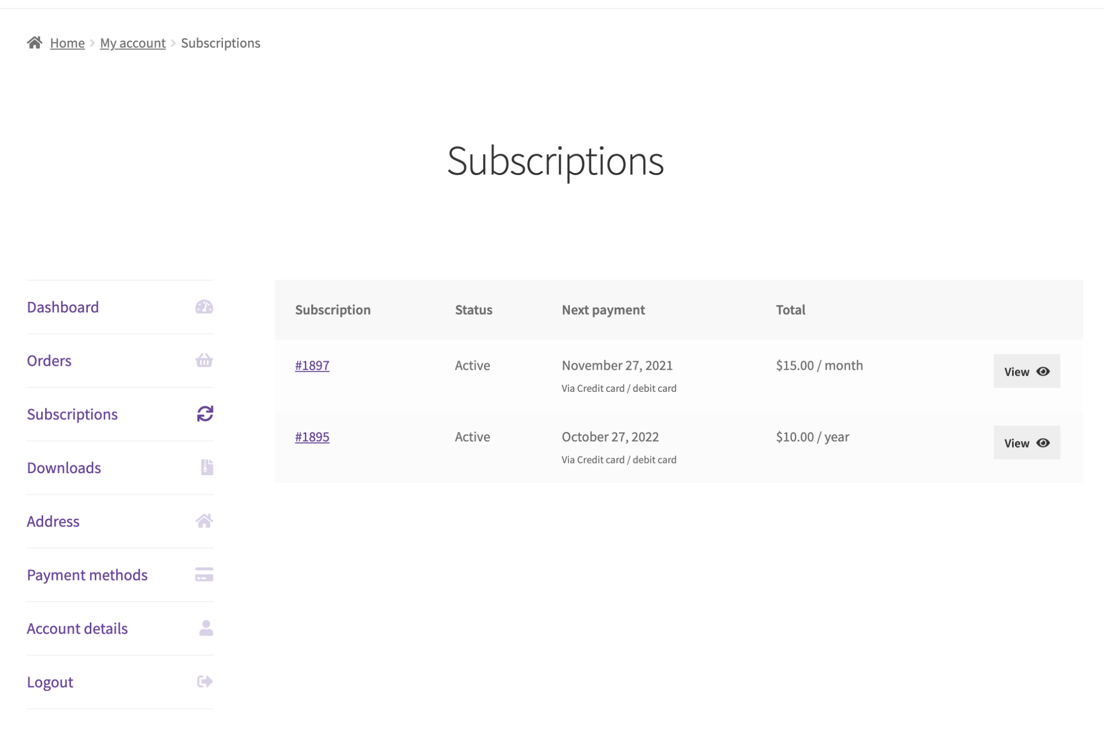 Subscriber's View Documentation - WooCommerce