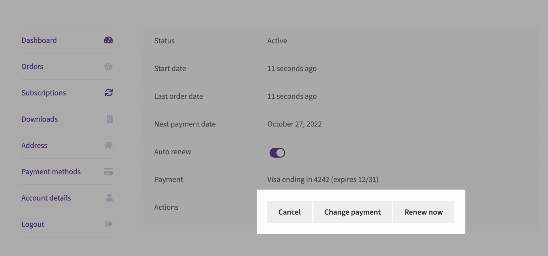Subscriber's View Documentation - WooCommerce