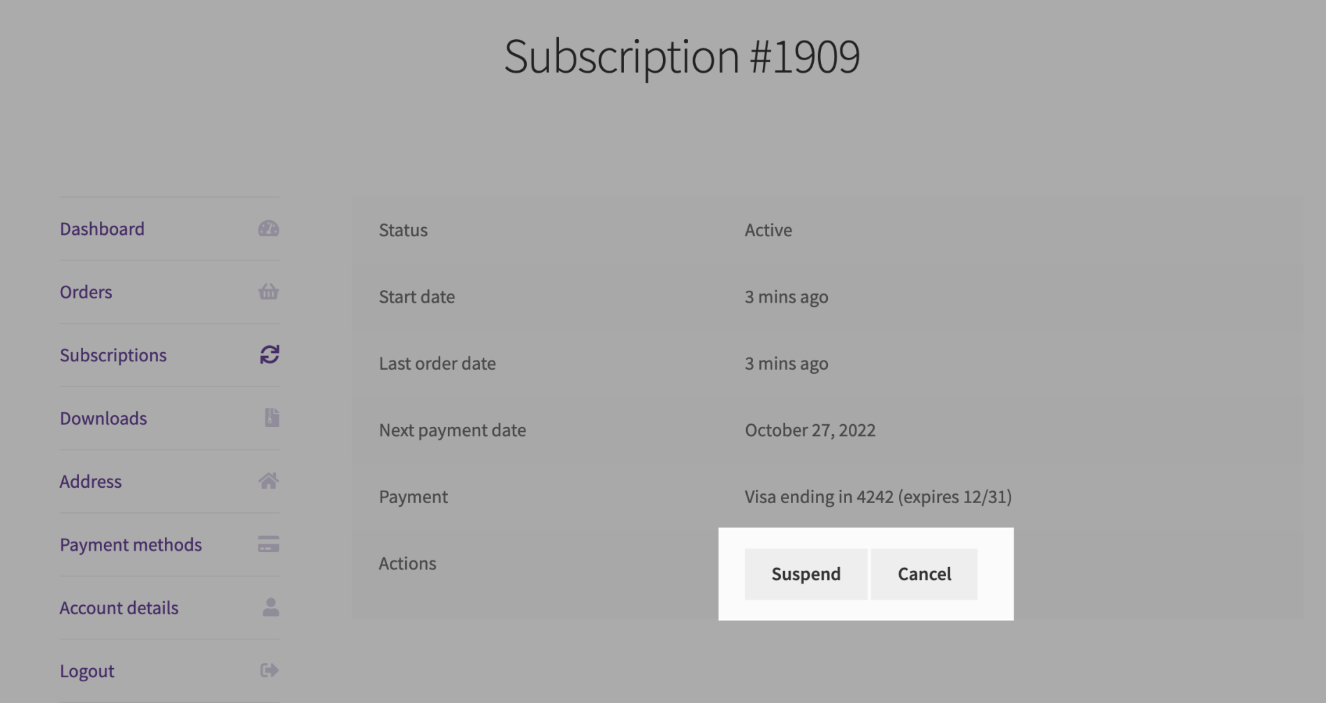 Suspend, Cancel, or Remove an Item Documentation - WooCommerce