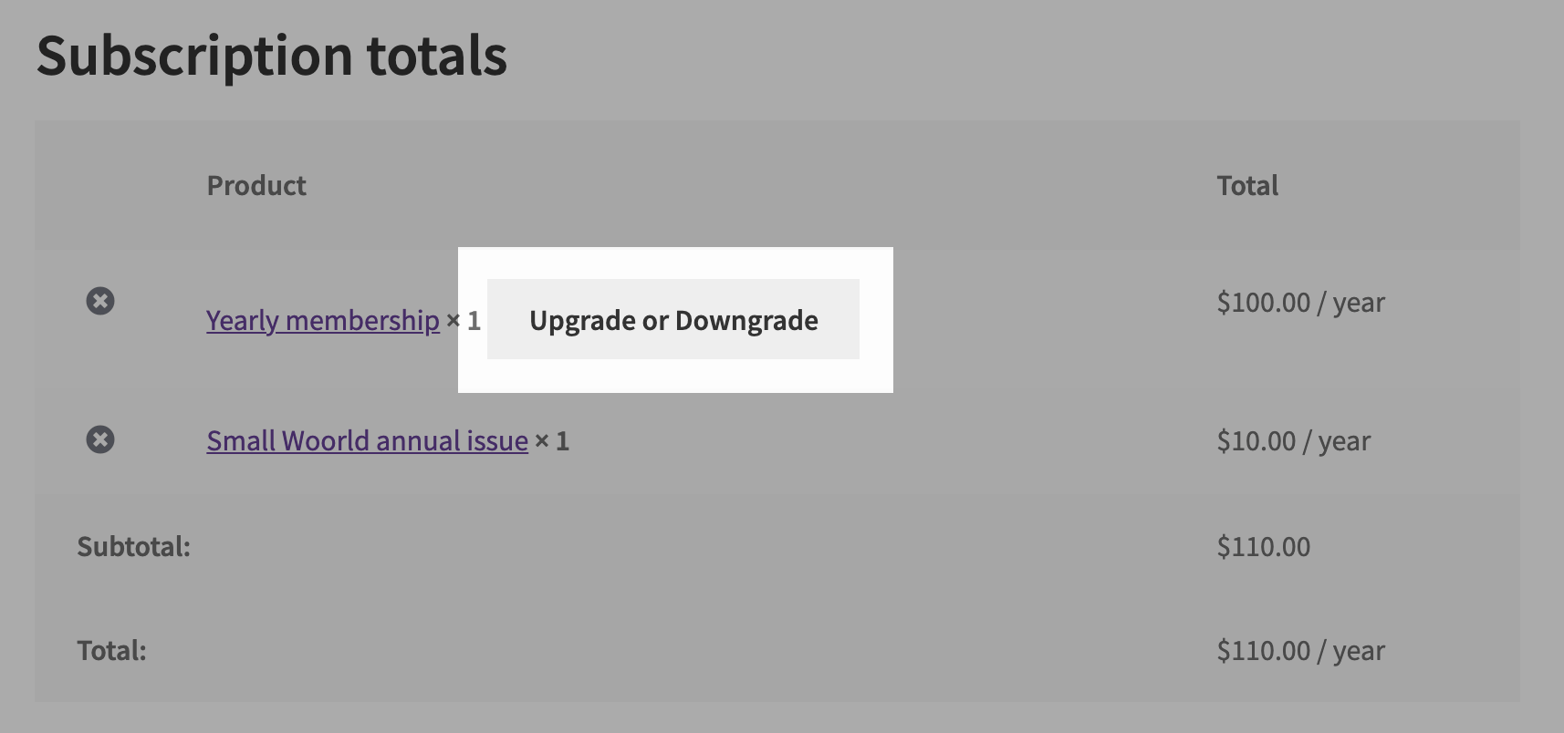Subscriber's View Documentation - WooCommerce