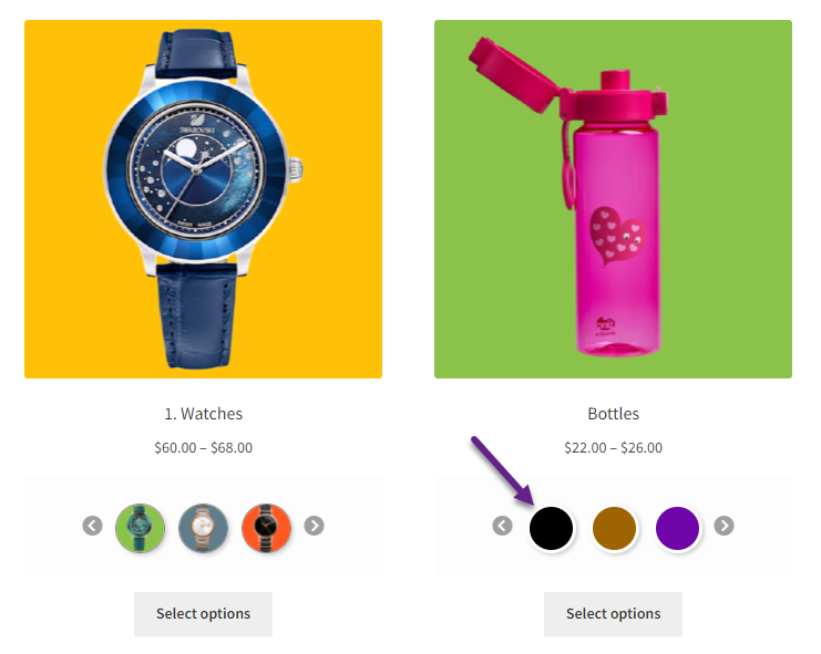 Variations Swatches as Radio Buttons - WooCommerce