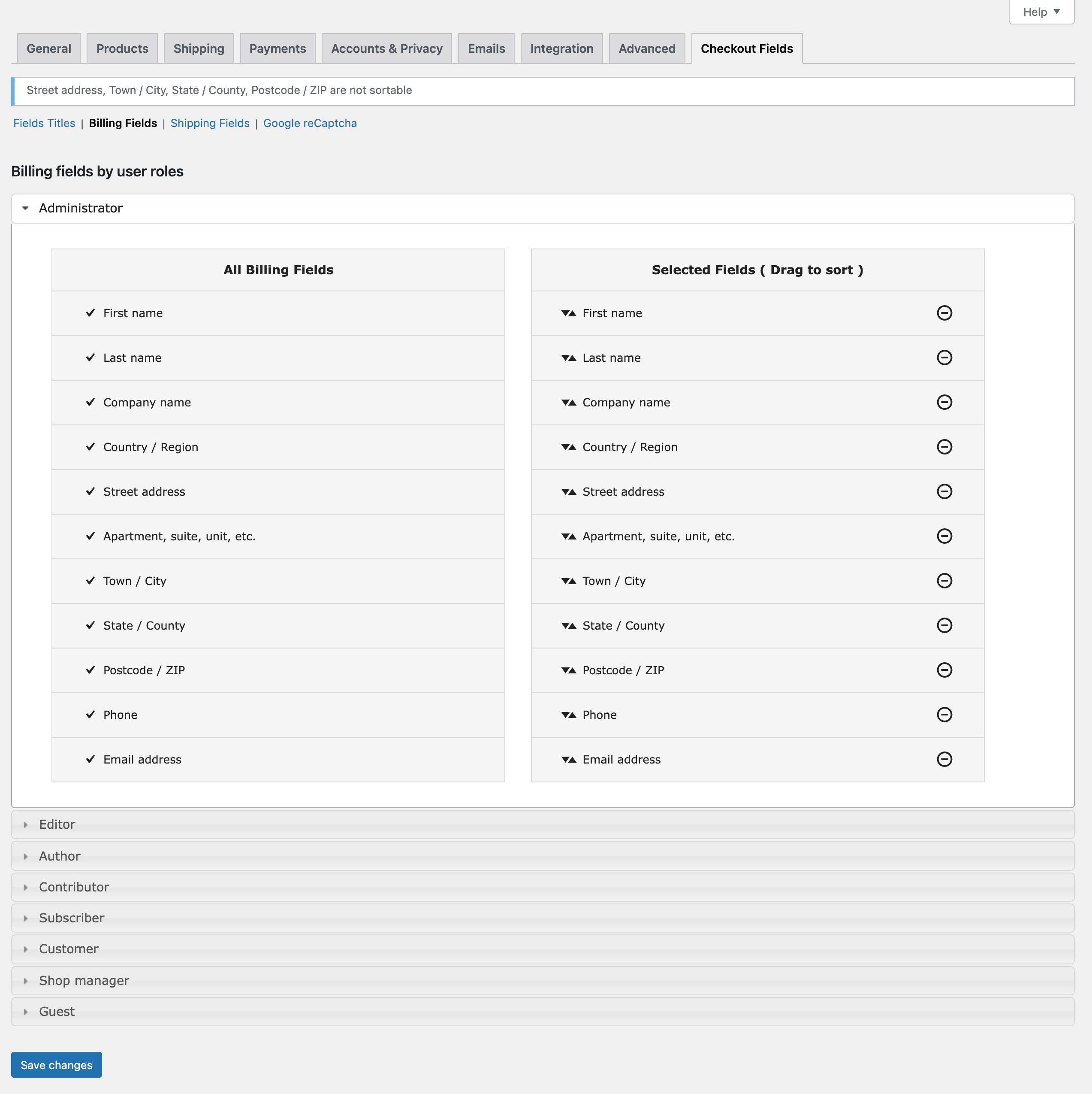 Checkout Fields Manager - WooCommerce