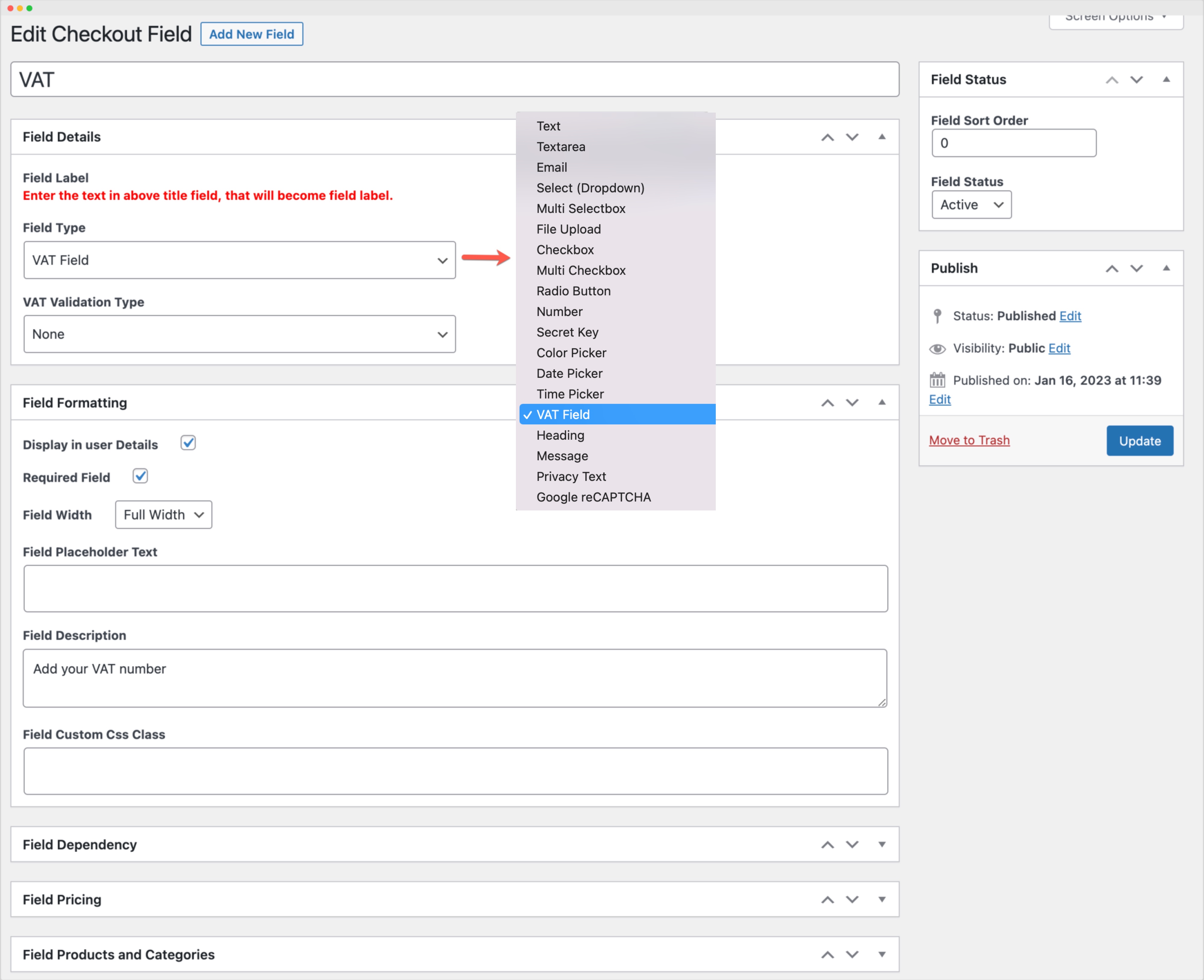 WooCommerce Checkout Fields - Add & Edit Checkout Field