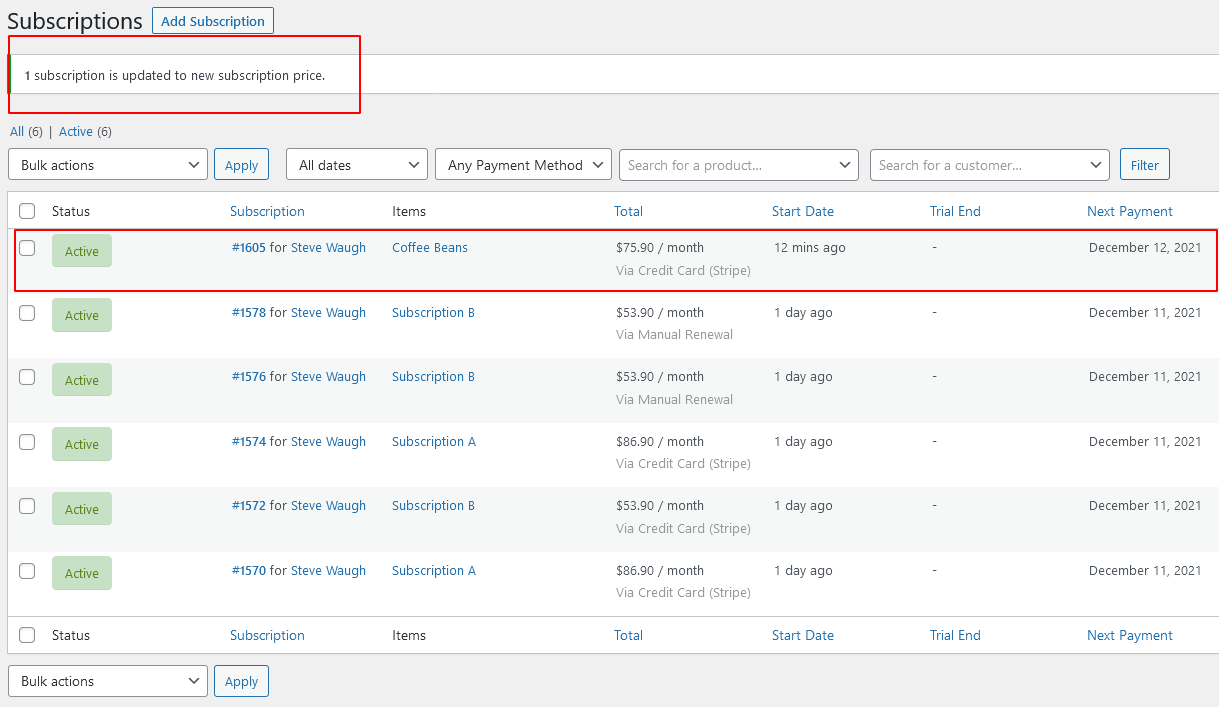 Bulk Updater For Woocommerce Subscriptions Price Update For Existing Subscriptions