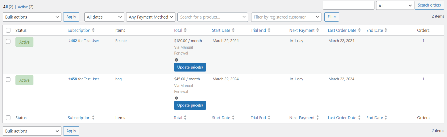 Bulk Updater for WooCommerce Subscriptions - Price Update for Existing Subscriptions