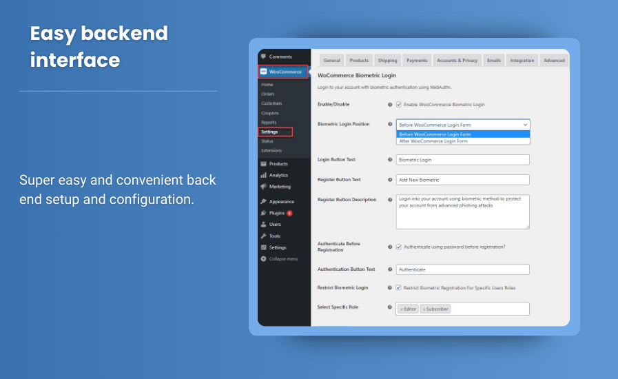 Biometric Login for WooCommerce | Biometric Authentication