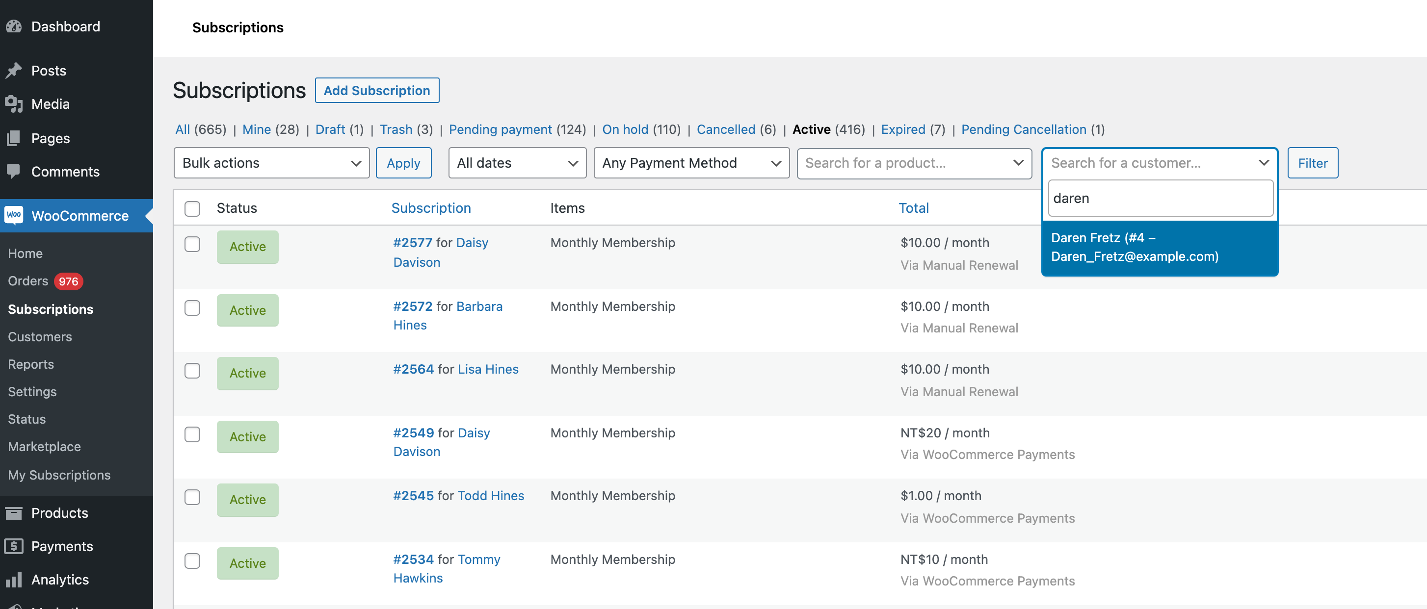 Subscriptions Store Manager Guide Documentation - WooCommerce