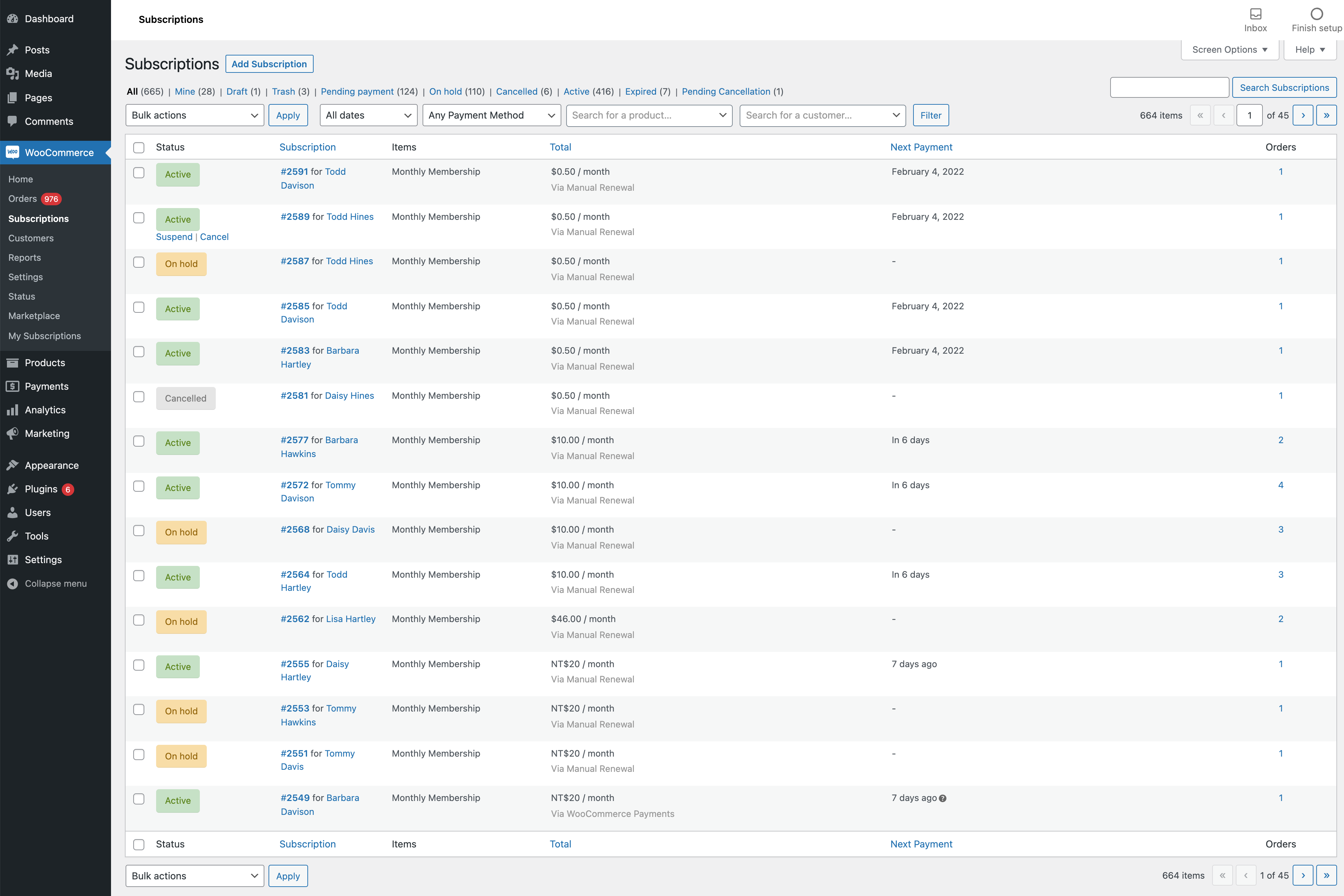 Subscriptions Store Manager Guide Documentation - WooCommerce