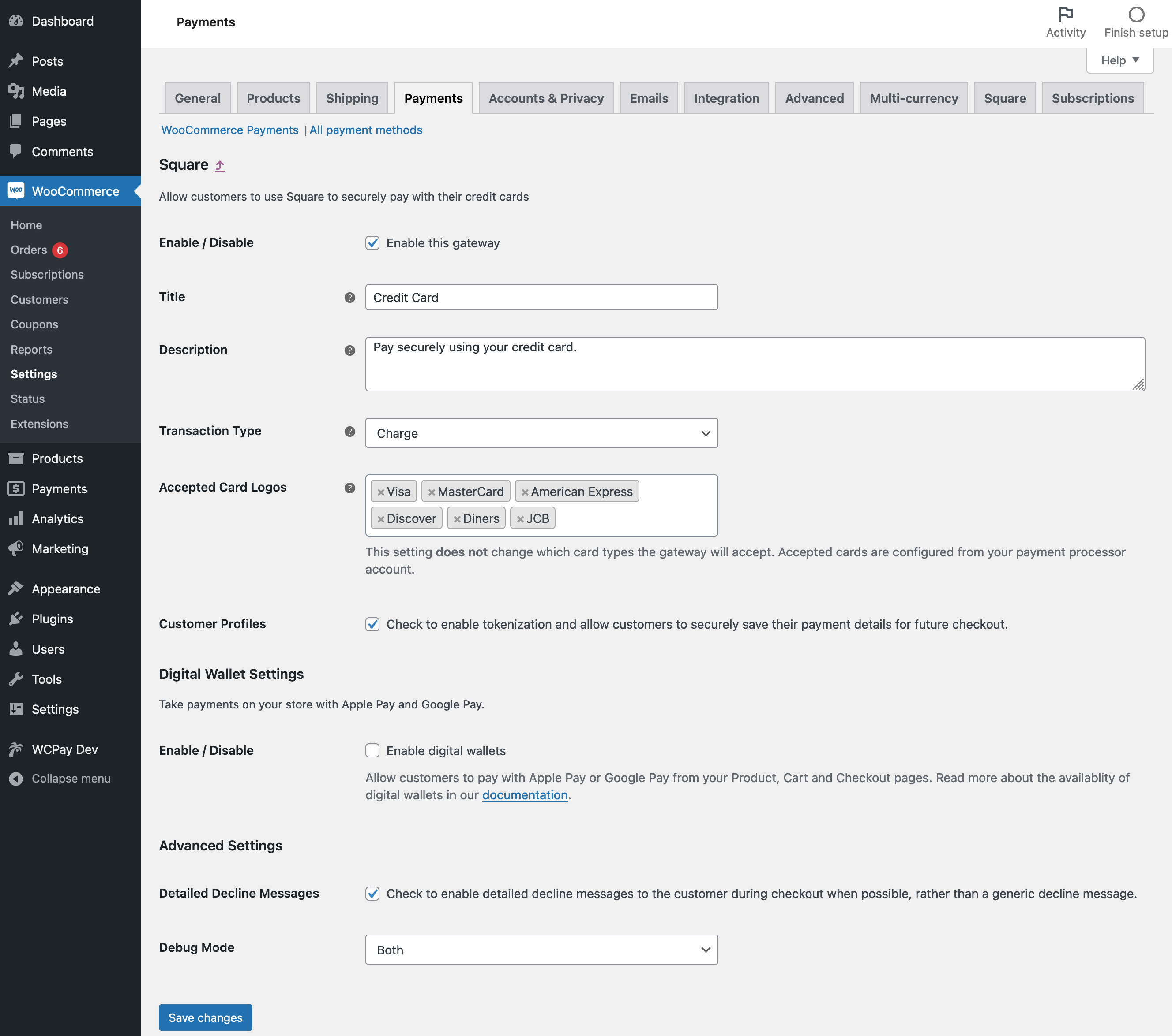 Woocommerce Square Payment Settings Woocommerce