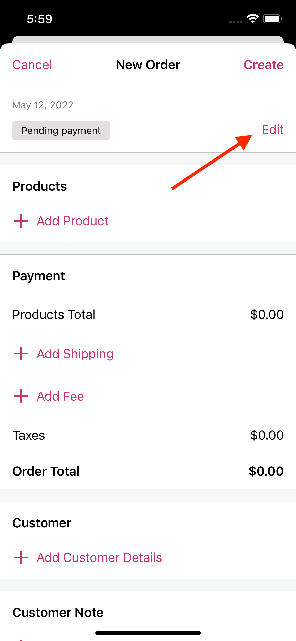 Creating orders on the mobile app - WooCommerce