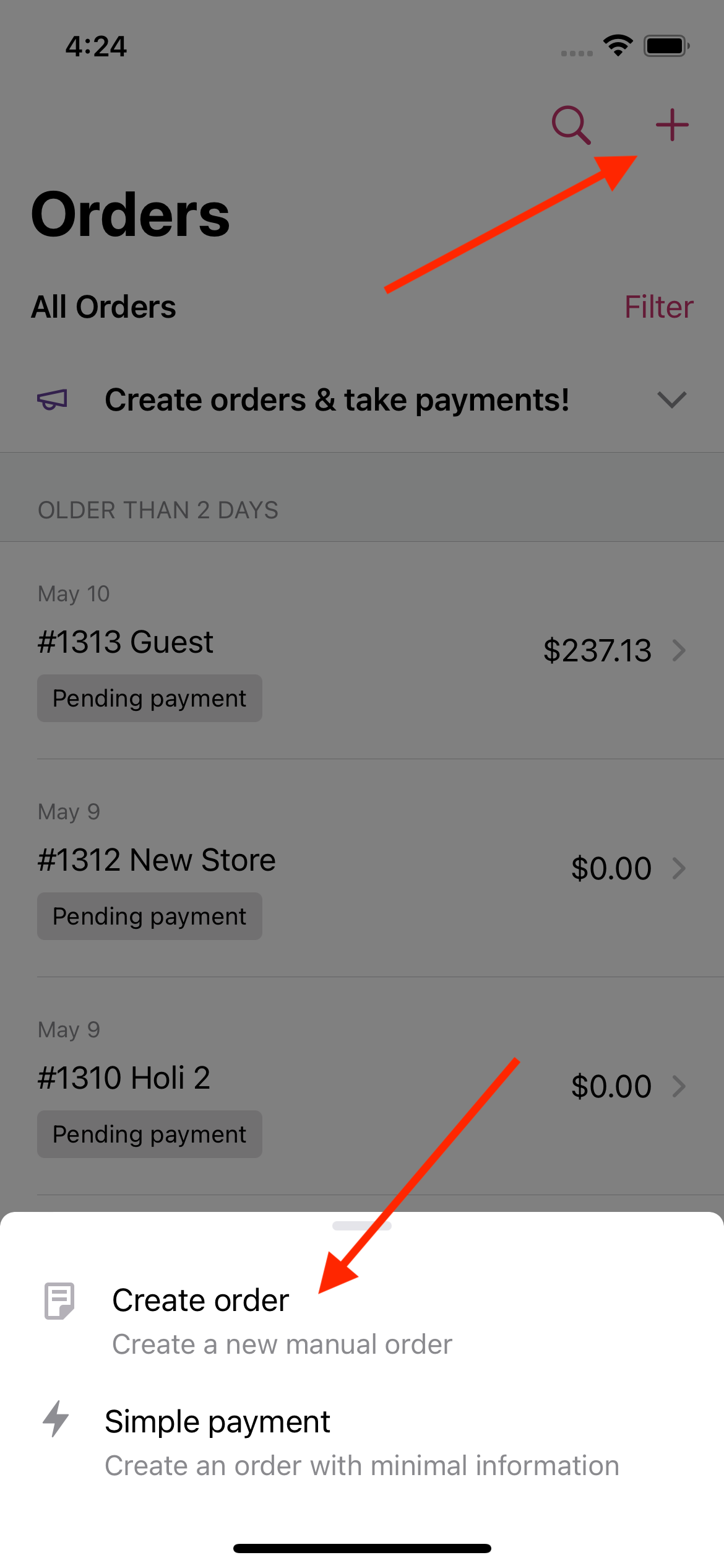 Creating orders on the mobile app - WooCommerce